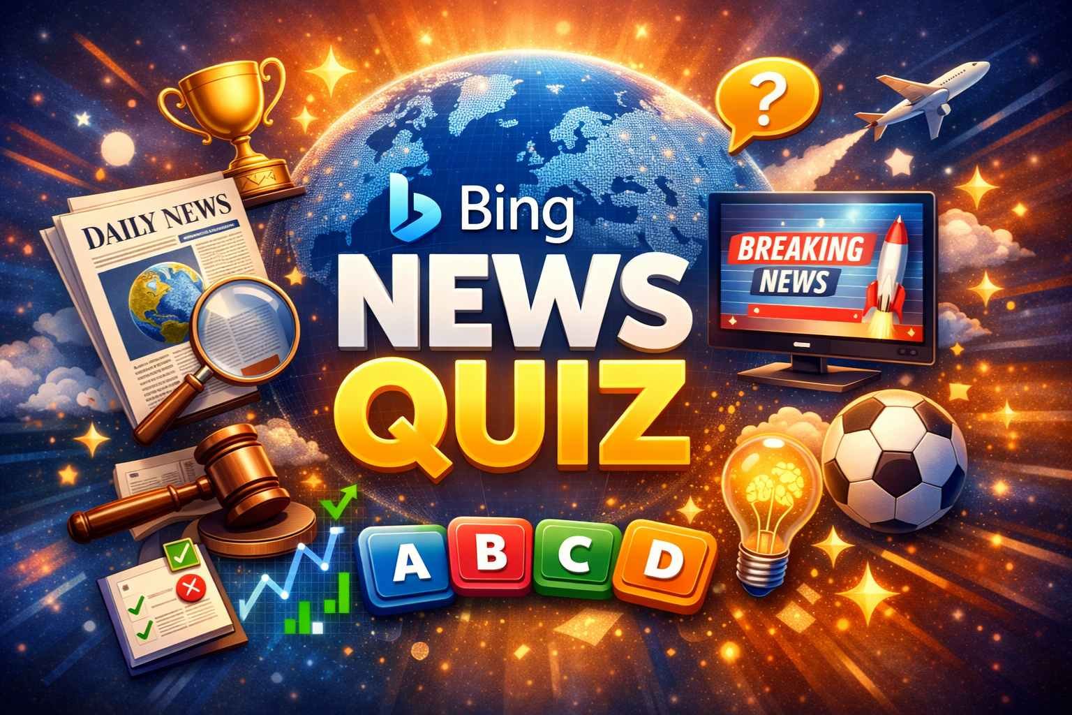 Play Bing News Quiz - Today's 10+ Questions Breaking News and Top Headlines